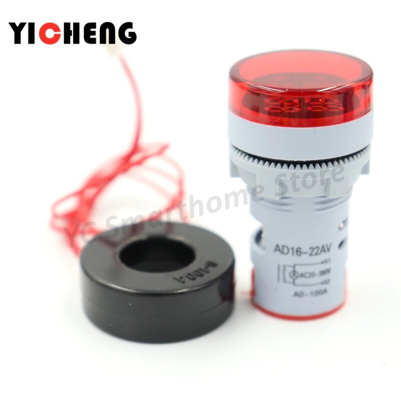 Цифровой индикатор напряжения и тока ZHENGYICHENG AD16-22AV red