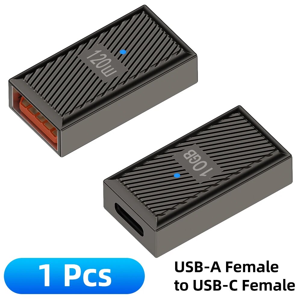 Адаптер USB-A Female to USB-C Female 120W