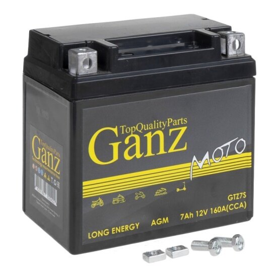 Аккумулятор Ganz мото AGM GTZ7S CCA160А, 114x70x108, обратная полярность, 7 Ач