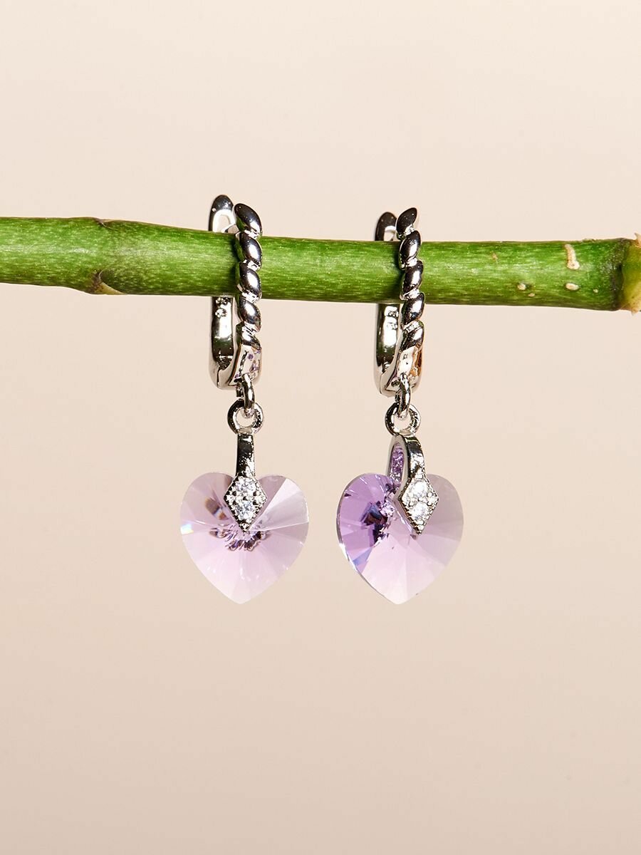 Серьги, стекло, кристалл, кристаллы Swarovski