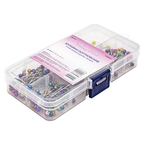 Булавки Hobby&Pro портновские в пластиковой коробке, ассорти, 236 шт