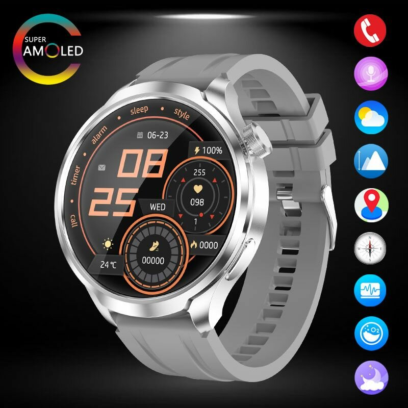 2024 Прочные умные часы мужские наручные часы с альтиметр барометр, Компас, GPS-трек движения, водонепроницаемый IP67