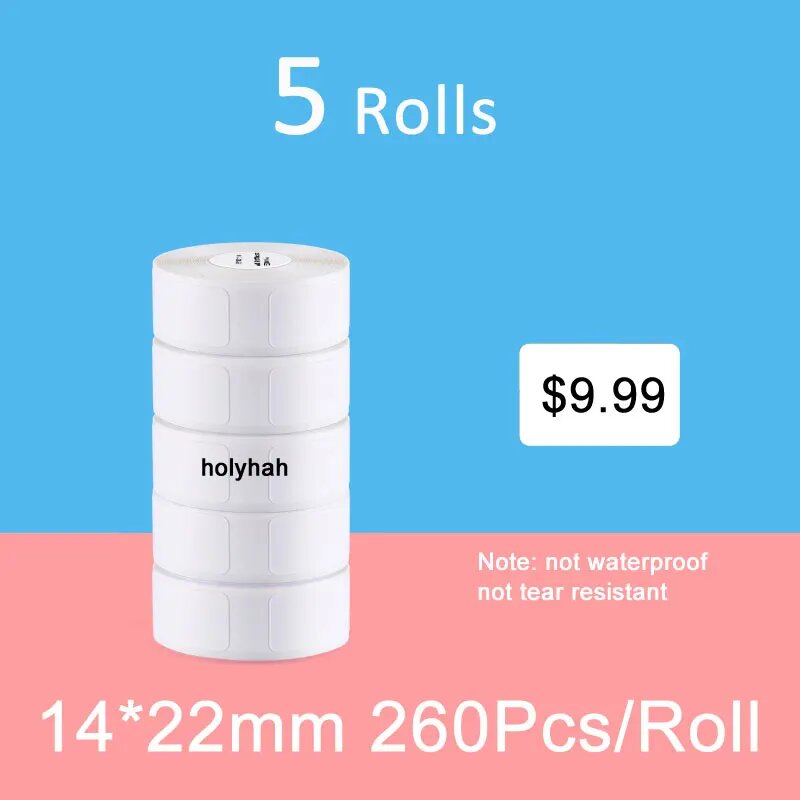 Термоэтикетки Holyhah 5 рулонов 14x22 мм