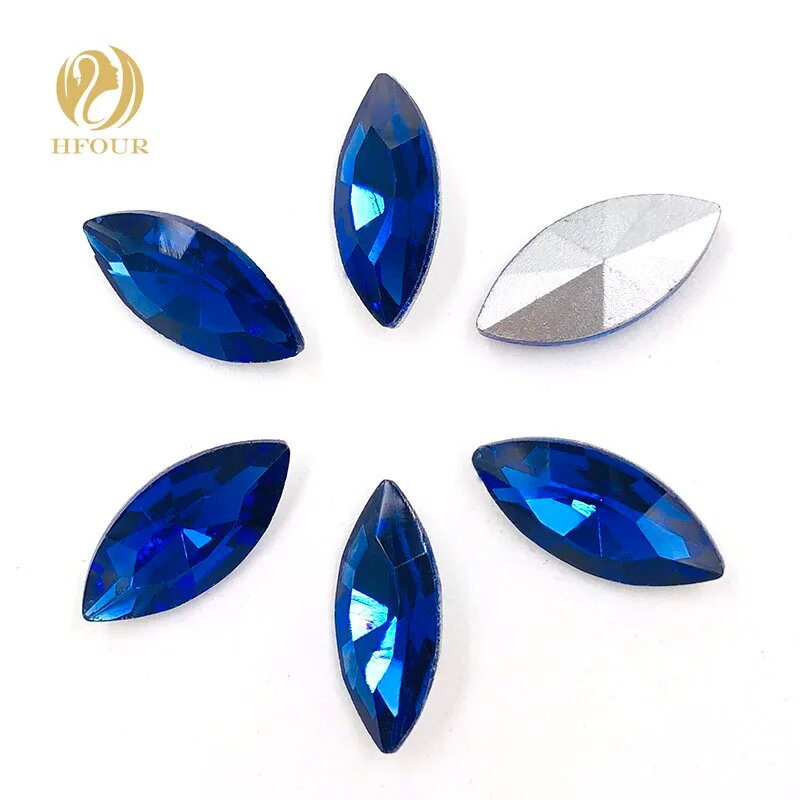 Стразы конский глаз Royal blue, стекло, темно-синий