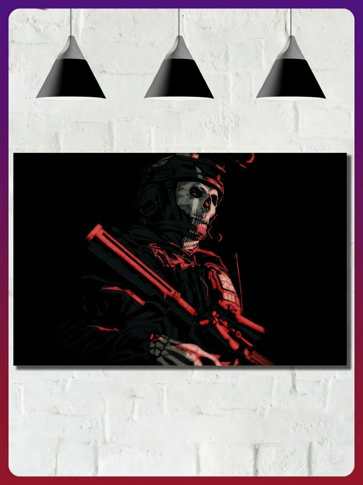 Картина интерьерная на рельефной доске игры Call of Duty (шутер, череп, PS, Xbox, PC, Switch) - 62412329