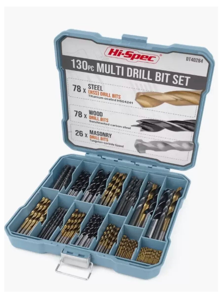 Набор сверл универсальный с титановым покрытием 130шт