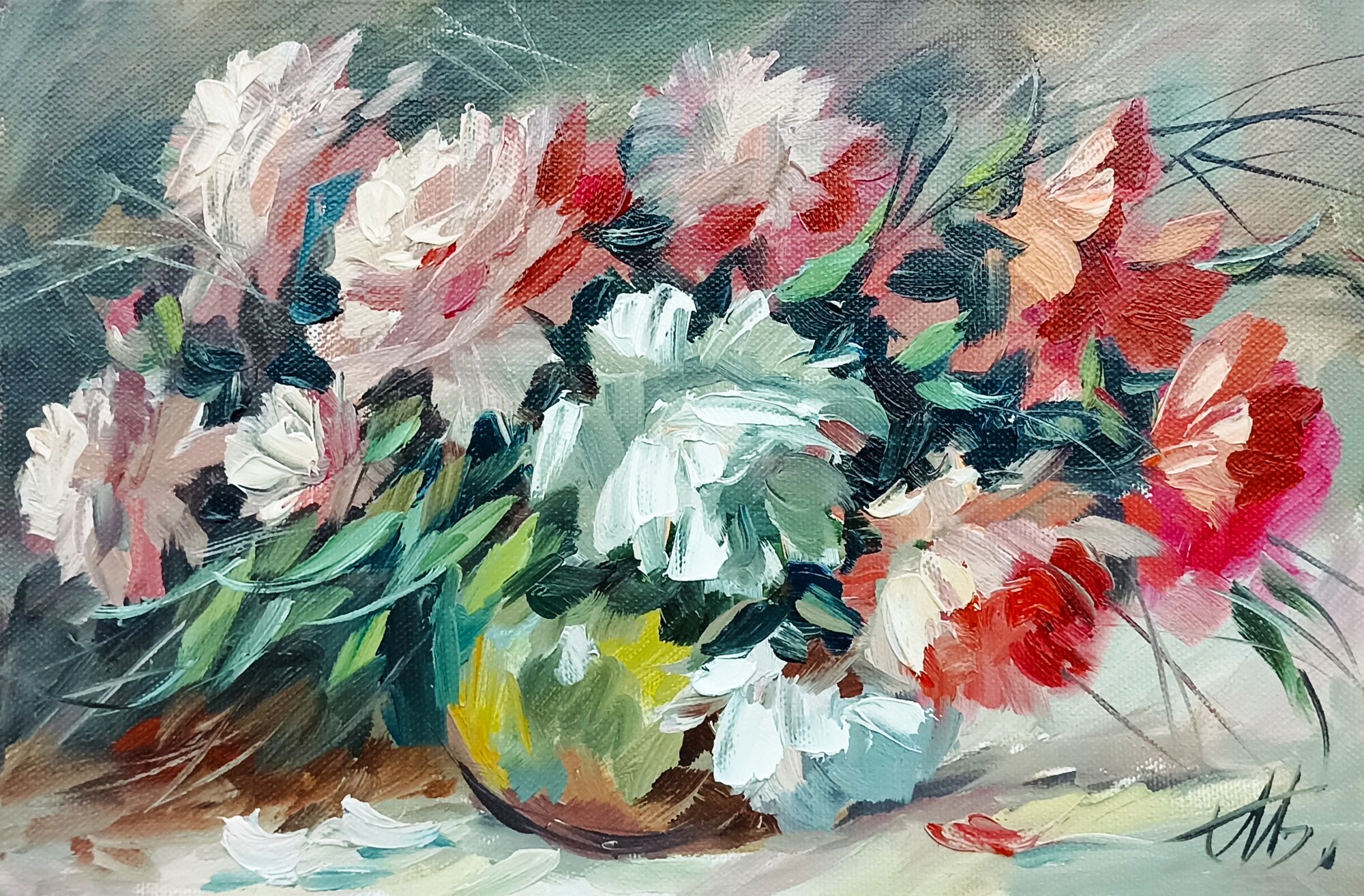 Картина маслом на холсте. Серия "Пионы". 100% ручная работа, 100% живопись. Художественная мастерская Грёзы. 20х30 см.