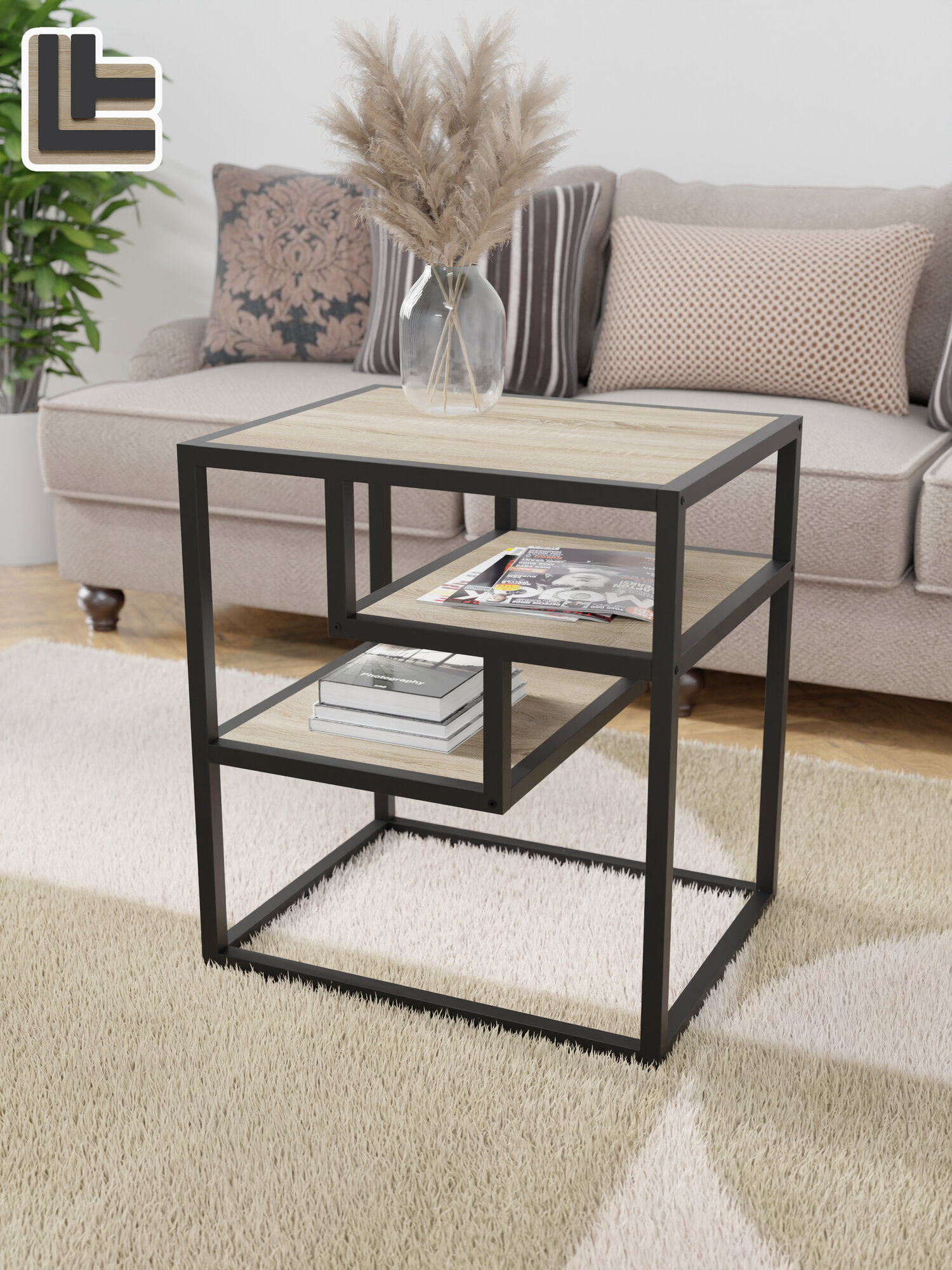 Тумба Landloft "Бредли" лофт, модульная, ЛДСП, цвет дуб сонома