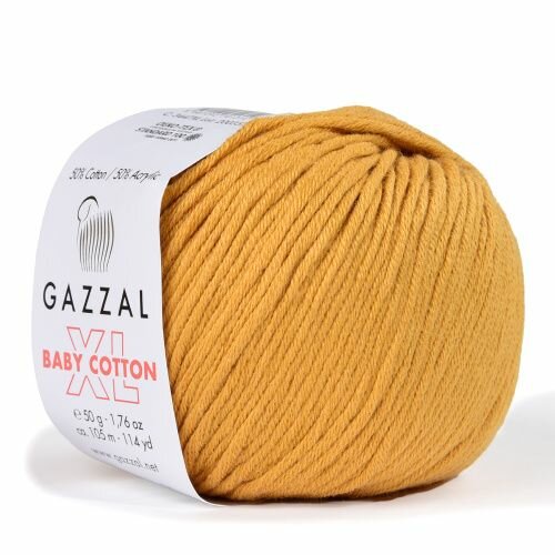 Пряжа Gazzal Baby cotton XL 3447 шафран (50г/105м, упаковка 10 мотков)