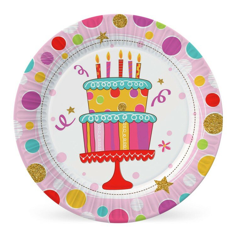 ND PLAY Тарелки бумажные Тортик диаметром 18 см, набор 6 шт, одноразовая посуда