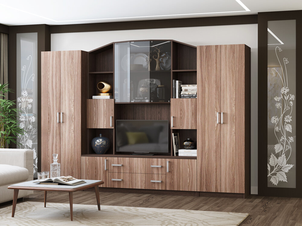 Гостиная Макарена-4 ЛДСП ясень шимо темный/венге (Регион 058)