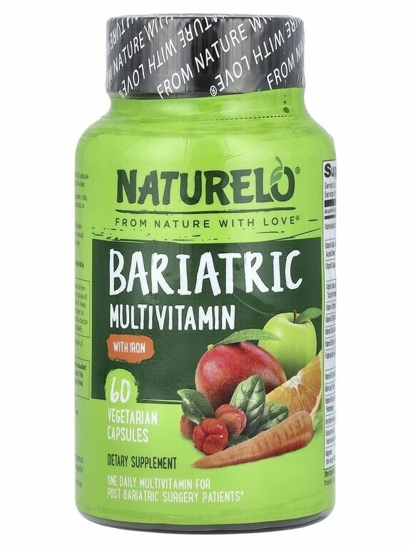 Бариатрические мультивитамины с железом, NATURELO 60 вегетарианских капсул