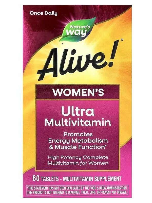 Ультра Мультивитамины для женщин, 60 таблеток, Nature's Way, Alive! Once Daily