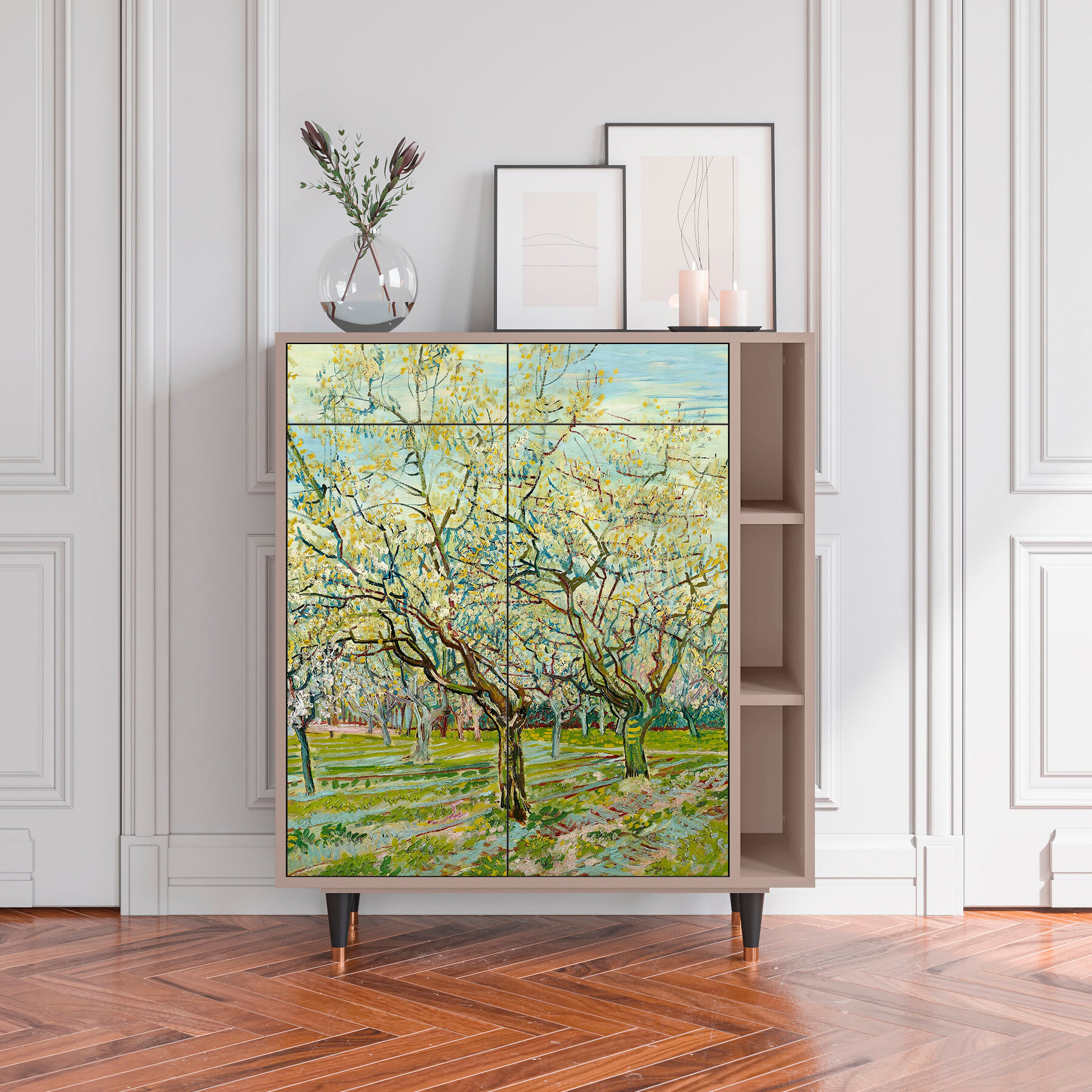 Комод - STORYZ - BS6 The White Orchard by Van Gogh, Размер - 94 x 110 x 41 см, Цвет корпуса - , Бежевый