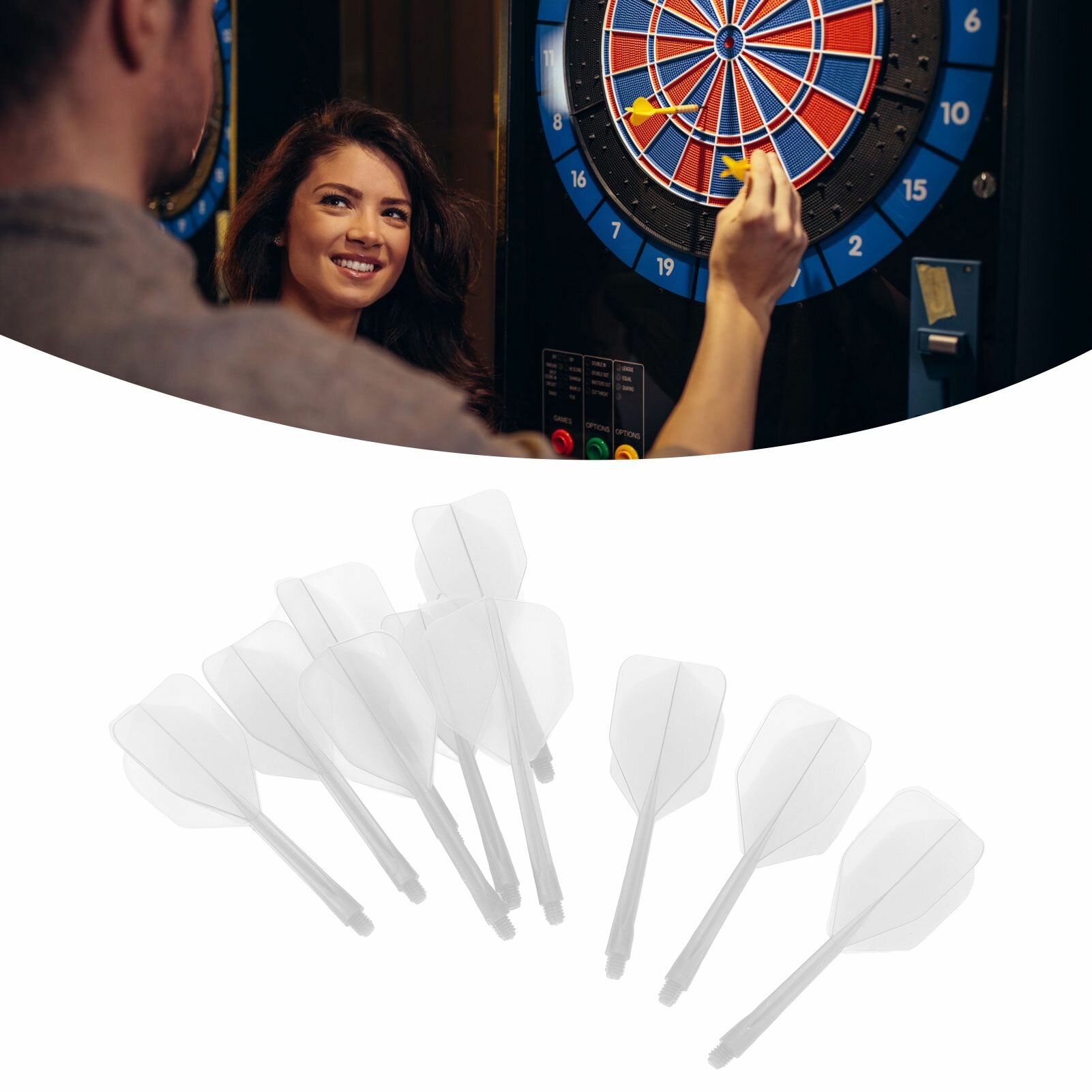 10 шт. интегрированных стержней и оперений дротиков, превосходный баланс, увеличение скорости, снижение сопротивления воздуха, пластиковый цельный комплект оперения и стержней дротиков белого цвета