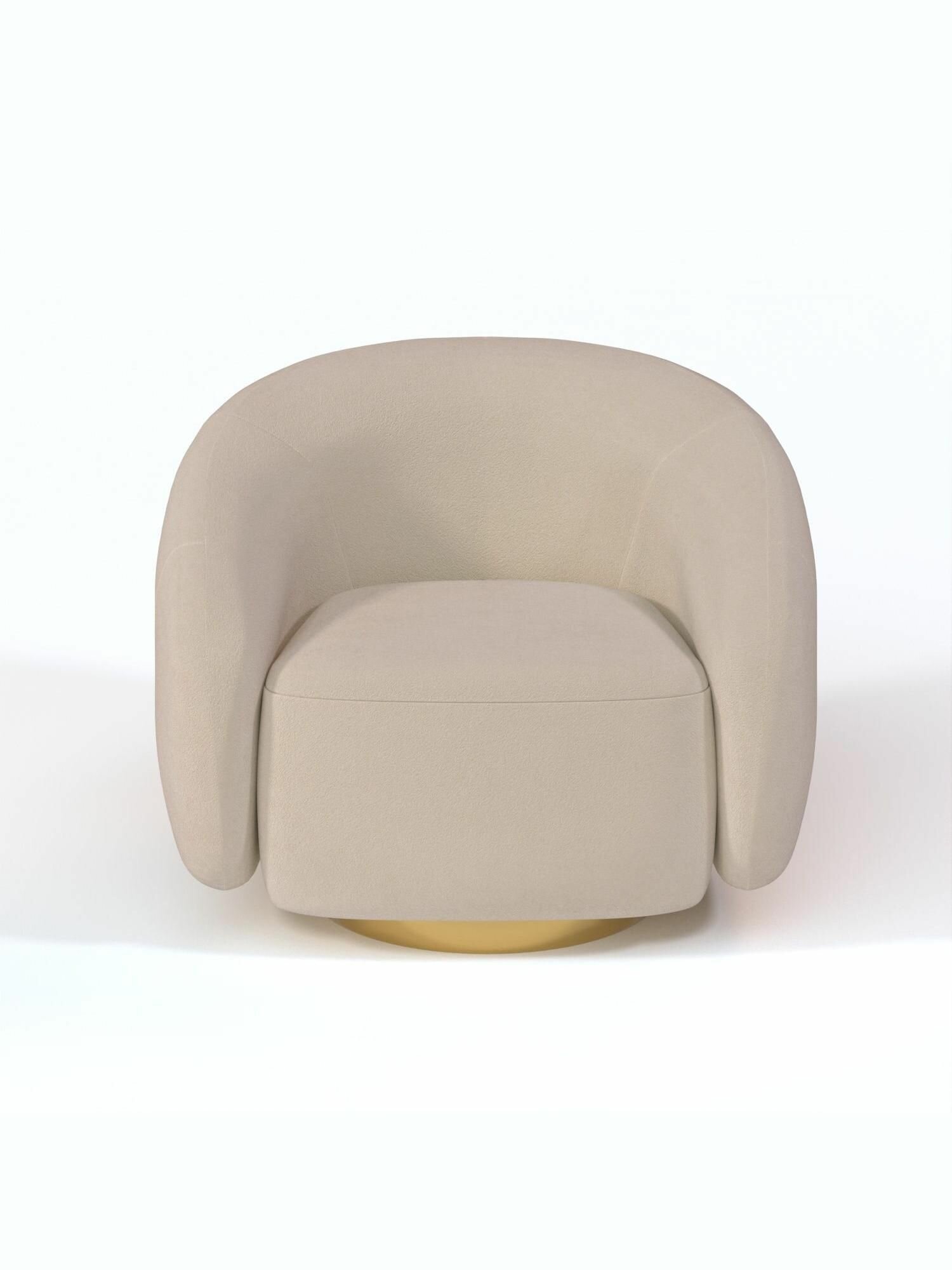 Кресло Крутящееся Manons Maison Kali, механизм Нераскладной, Велюр бежевый/цоколь Silver, 82х73х79 см