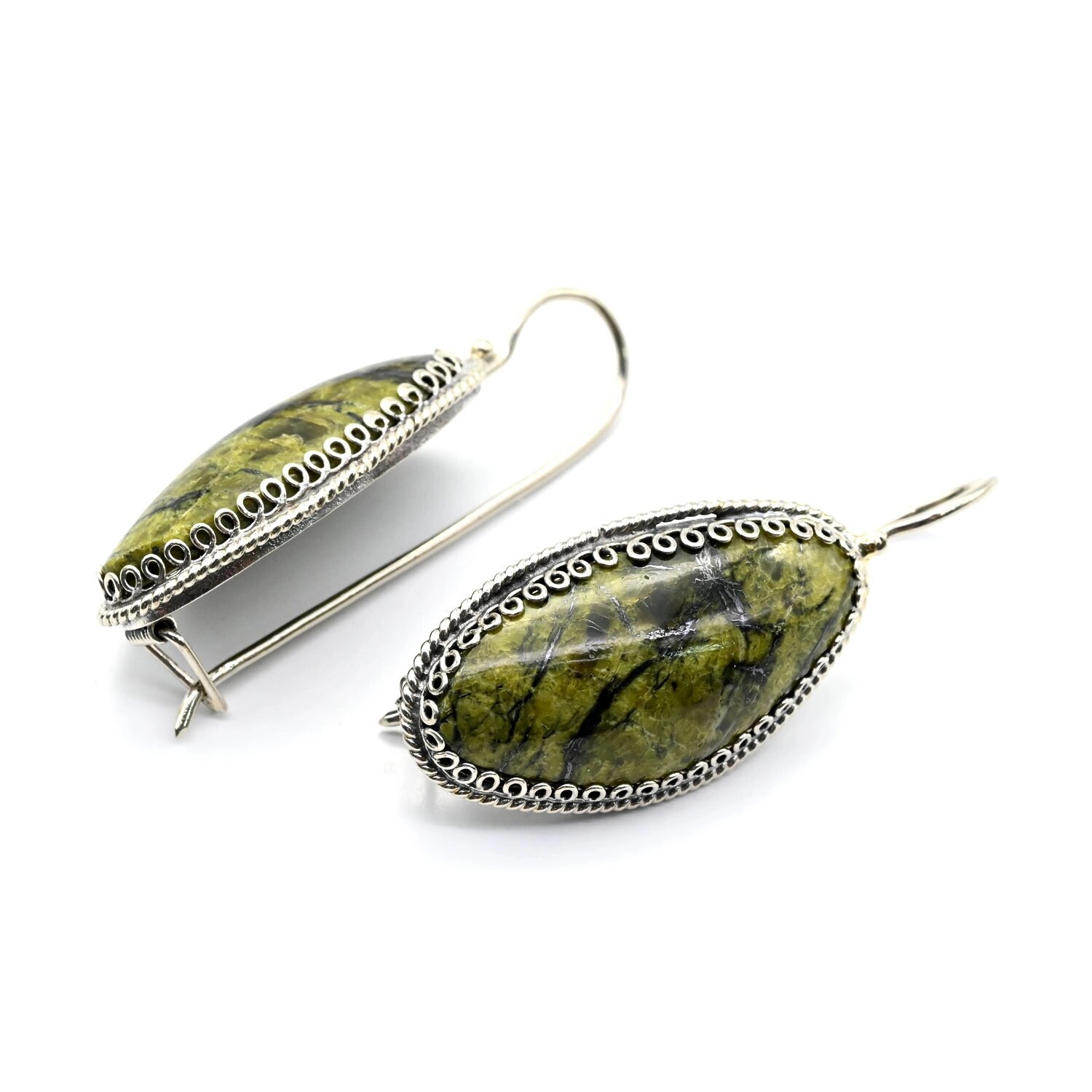 Серьги, змеевик