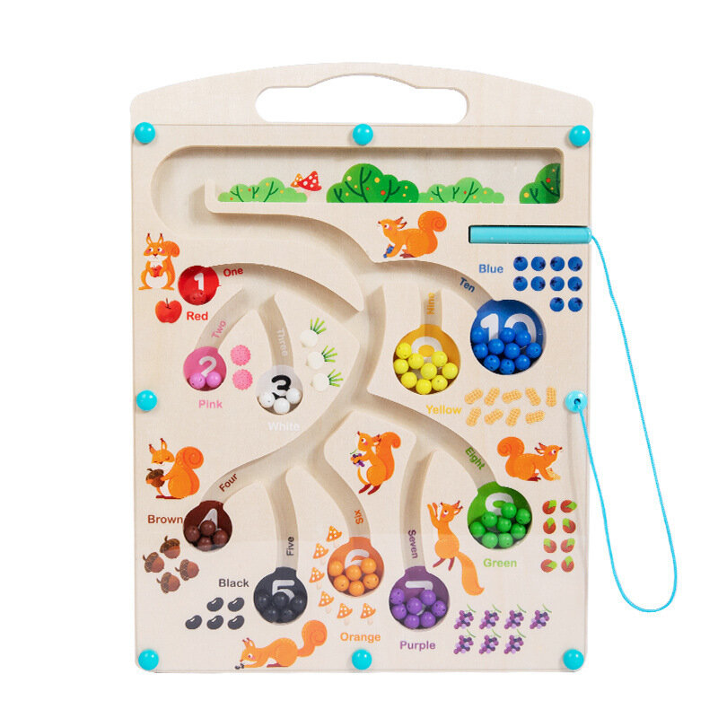 Детская образовательная игрушка-лабиринт с бусинами, лабиринт для тренировки концентрации, магнитный белка для раннего развития, цифровая ручка с катящимся шариком