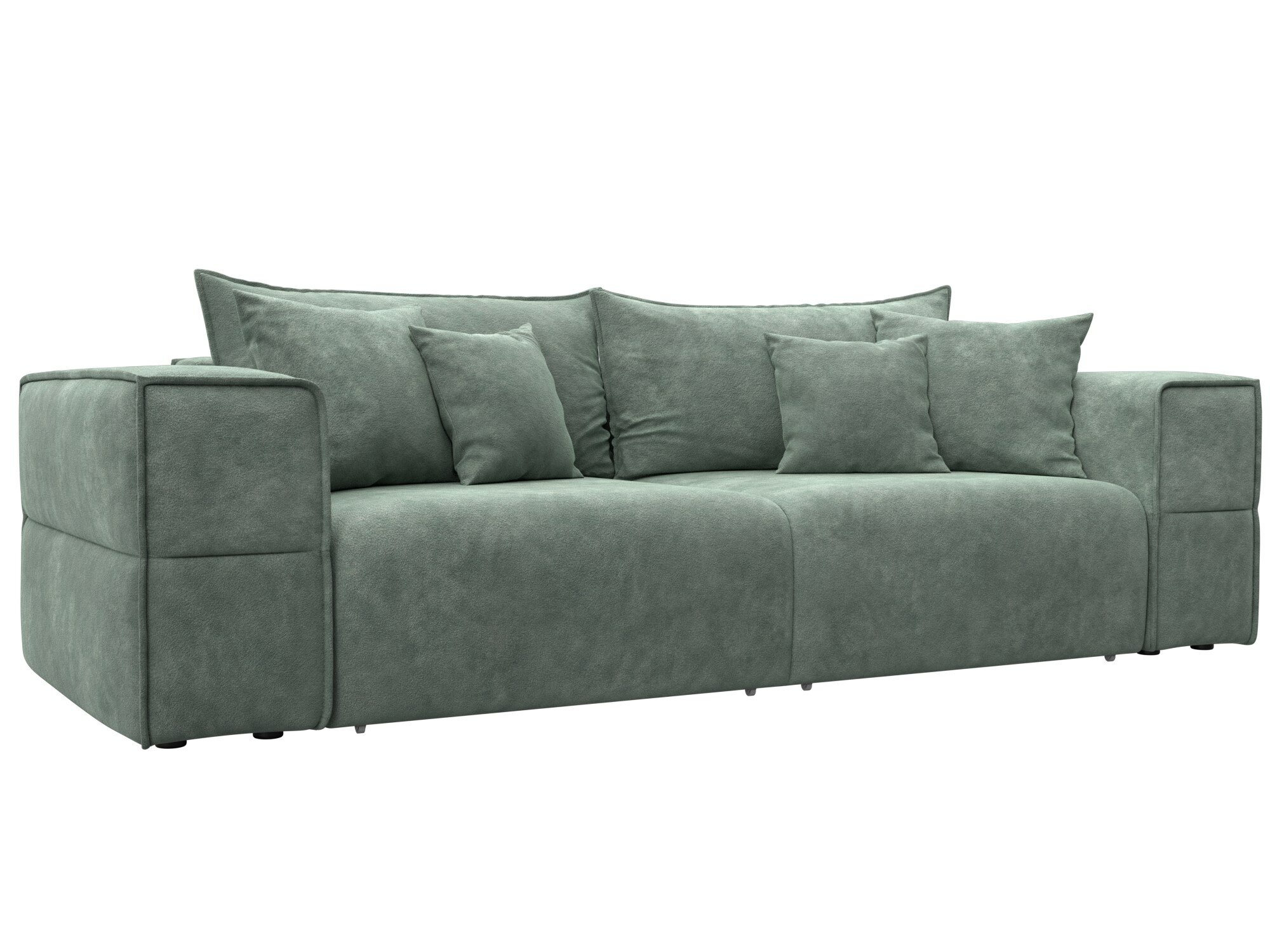 Диван прямой Лига-058 НПБ, 4-местный, размер: 270х114х80см, спальное место: 163х200см, велюр, BRUT 08 зеленый