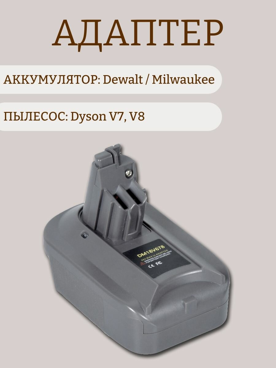 Адаптер переходник для аккумулятора Dewalt / Milwaukee в Dyson V6 V7 V8, DM18V678