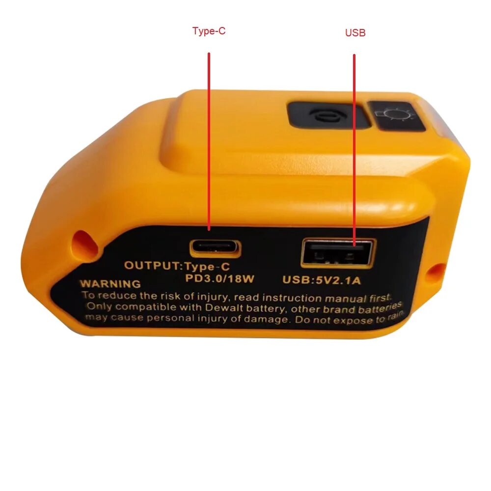 Преобразователь питания Dewalt DCB090 12-18В с USB Yellow Type-C