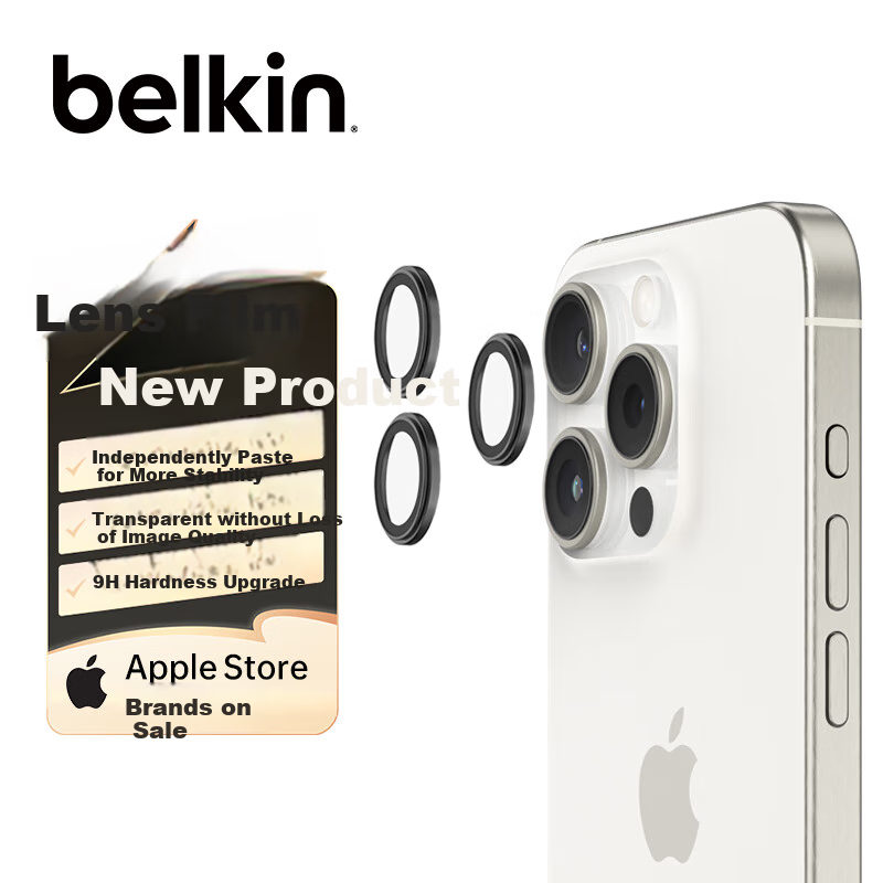 BELKIN Защитная пленка для объектива iPhone 15 Pro/Pro Max - Ультра-прозрачное антицарапающее покрытие, совместимое со