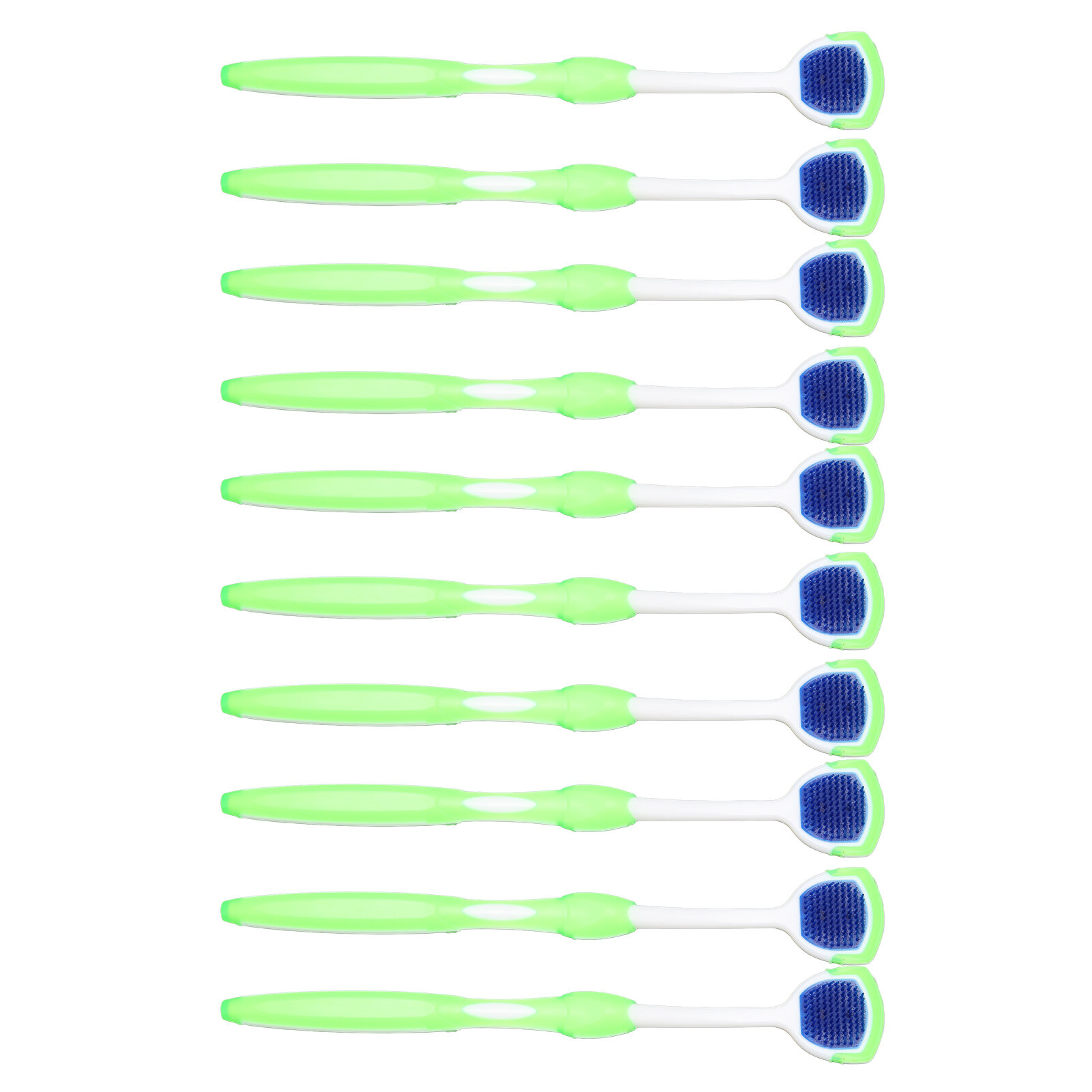10 шт. Скребки для языка, эргономичный дизайн, силиконовые, освежают дыхание, удаляют зубной налет, очиститель языка для полости рта, зеленый.
