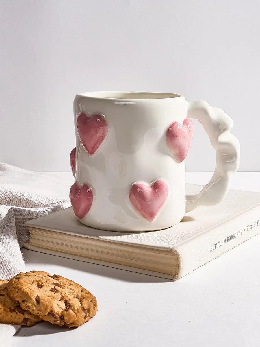 Кружка pinteres для чая/кофе, 500мл, доломит, на ножке, розовая