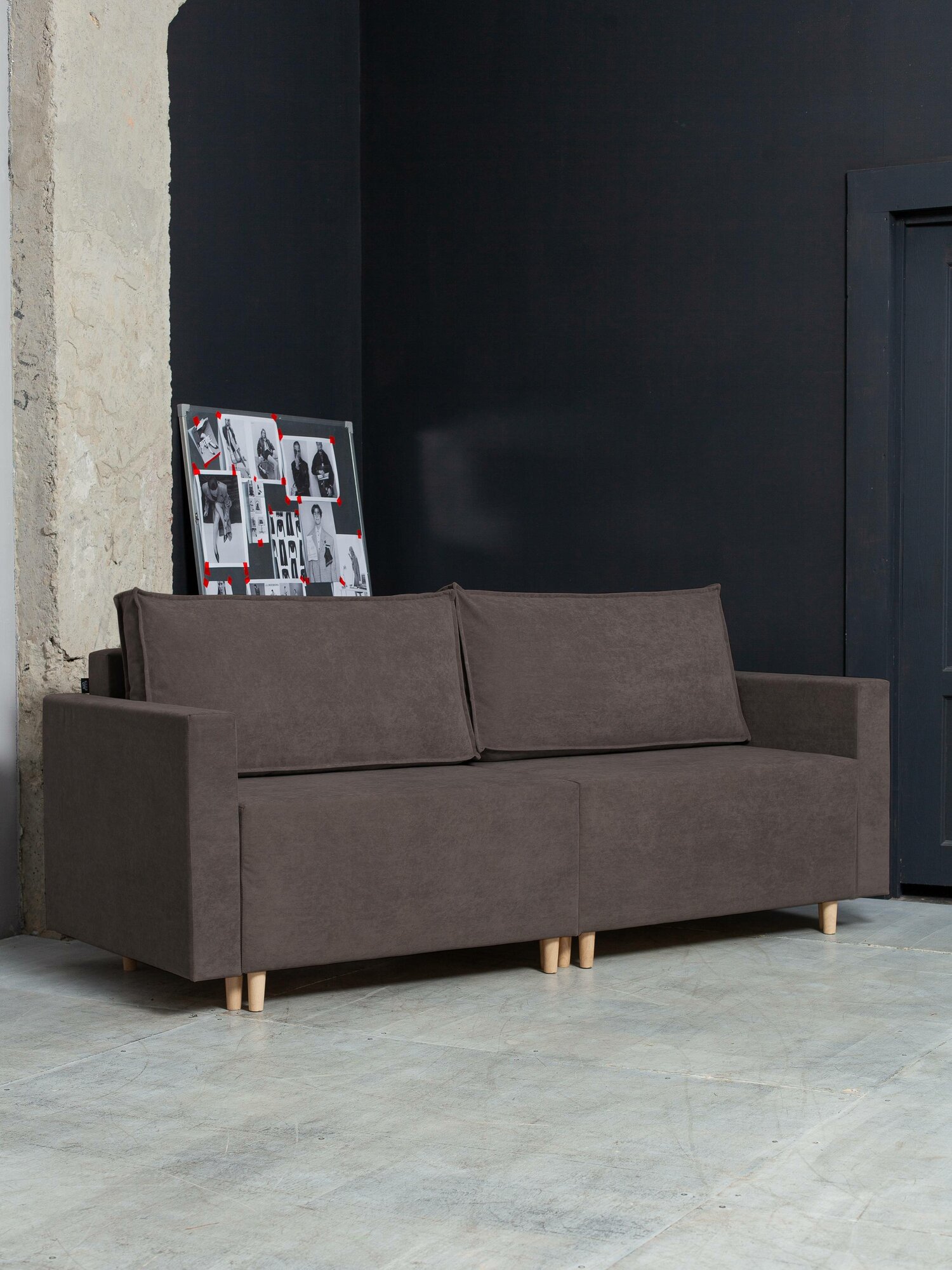 Раскладной диван кровать Чикаго прямой модульный, механизм еврокнижка, 217х85х84 см, коричневый