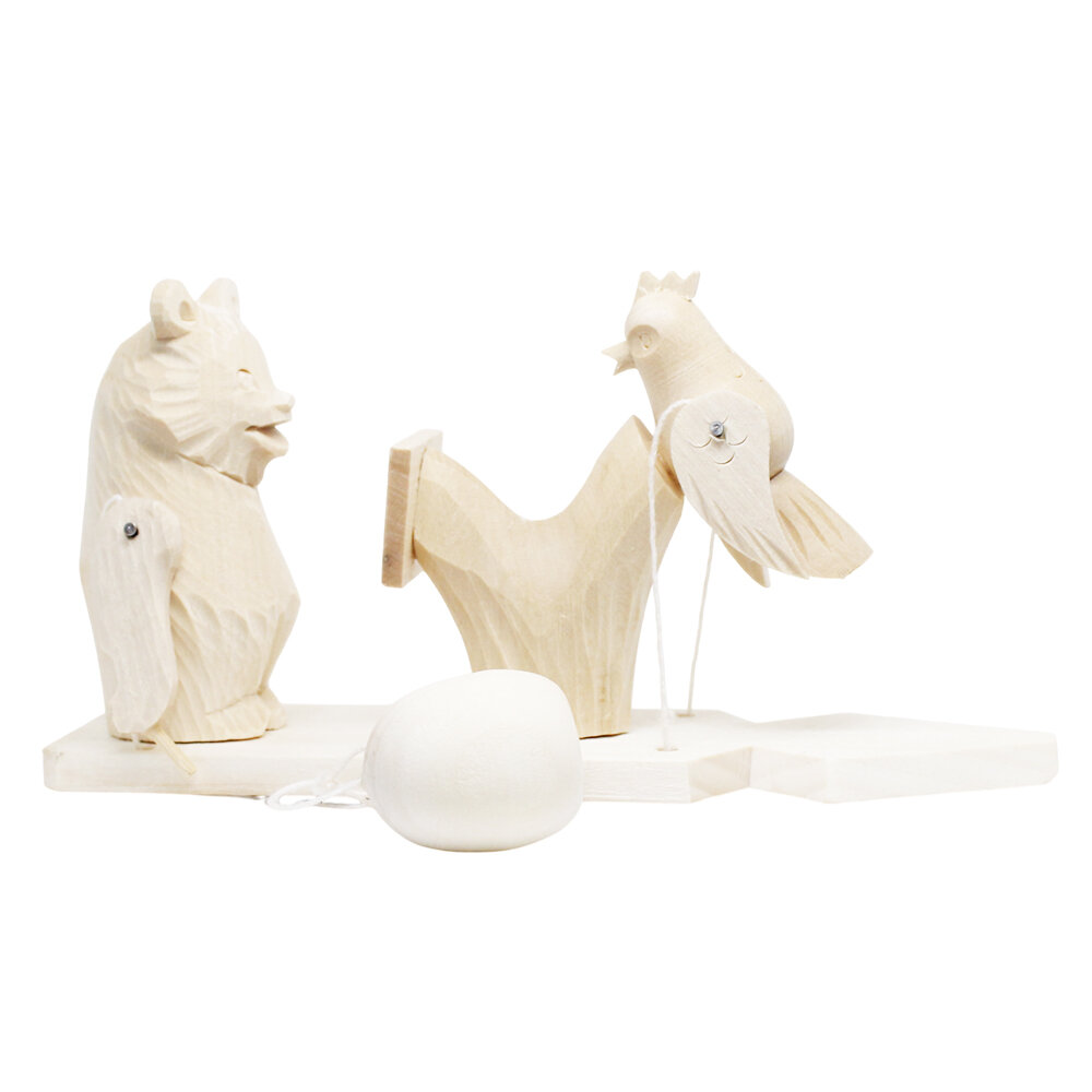 Деревянная Богородская игрушка "Медведь дирижер", (Ручная работа)