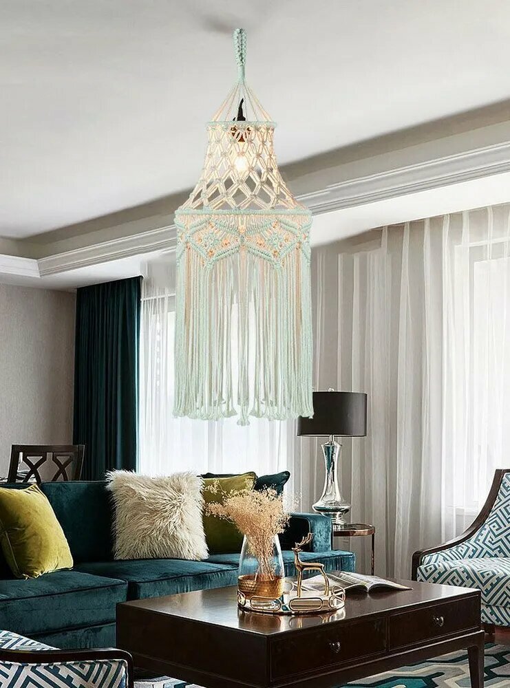 Скандинавский макраме абажур макраме тканый подвесной подвесной светильник крышка спальня гостиная богемный абажур