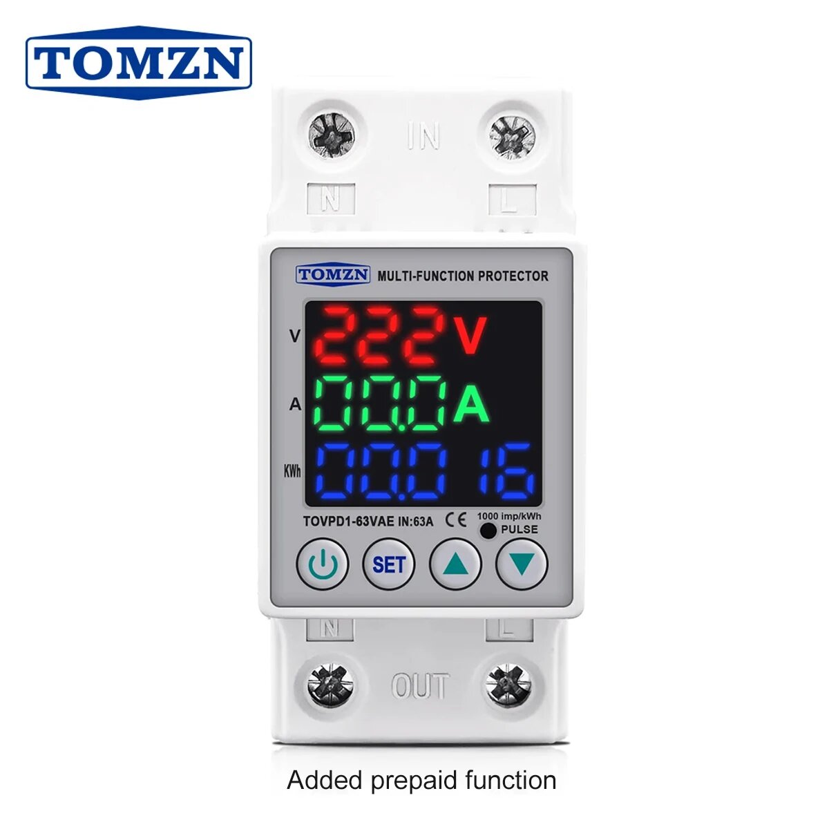 TOMZN TOVPD1-63VAE мини реле защиты от перенапряжения 63A 230V