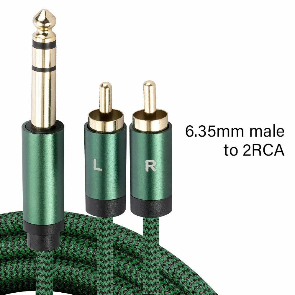 Аудиоконвертер Nephy 6.35/6.5 мм на два RCA 0.5/1/2/3 метра 1m