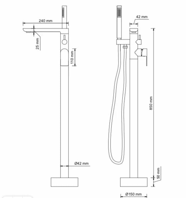 Смеситель F2066, напольный, хромированное покрытие, керамический картридж, для ванной комнаты