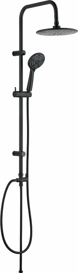 Душевая стойка Olive'S KDC01B черная, матовая, душевая система с тропическим душем, без смесителя, с девиатором, нержавеющая сталь