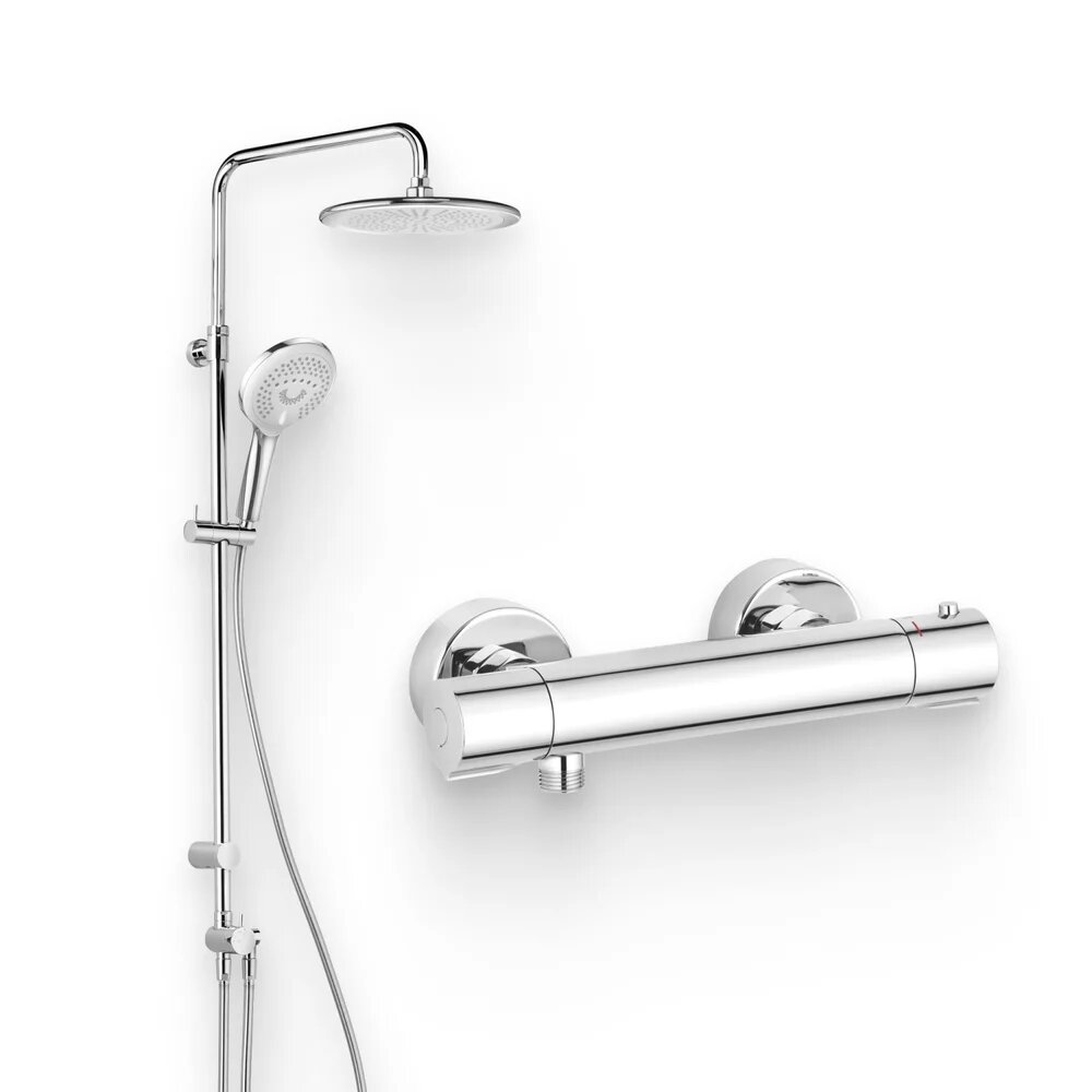 Душевой комплект Термостат Kludi Basic 350020538, для душа / Стойка Freshline dual shower system 6709005-00