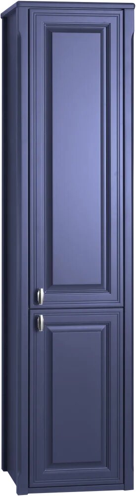 Шкаф-пенал для ванной ASB-Woodline Кастелло 40 подвесной, 39, 8 см, синий, матовый, с дверками, фурнитура хром, в стиле ретро