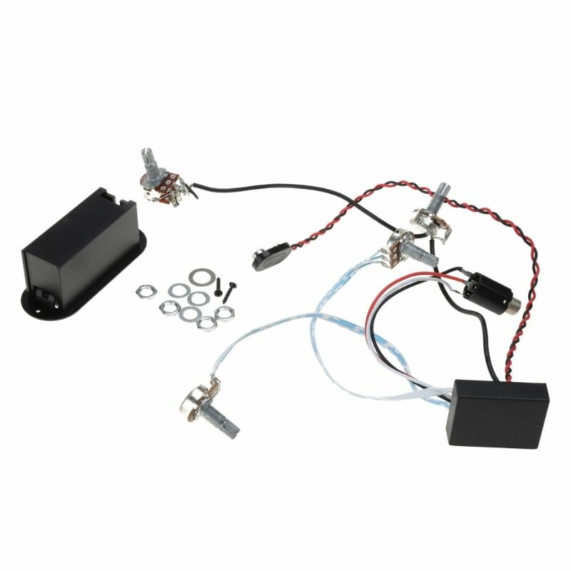 2-полосный активный бас-гитарный эквалайзер, предусилитель, звукосниматель, черный