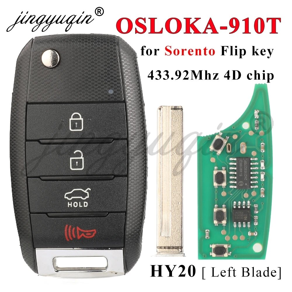 Складной Автомобильный Ключ-пульт OSLOKA-910T Для Kia Sorento, 433 МГц, С Чипом 4D, Металлический Корпус Из АБС-пластика