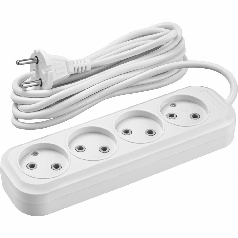 Удлинитель 4 гнезда 2 метра провод ПВС онлайт 2х1 OPE-S-04-200-X-2x1