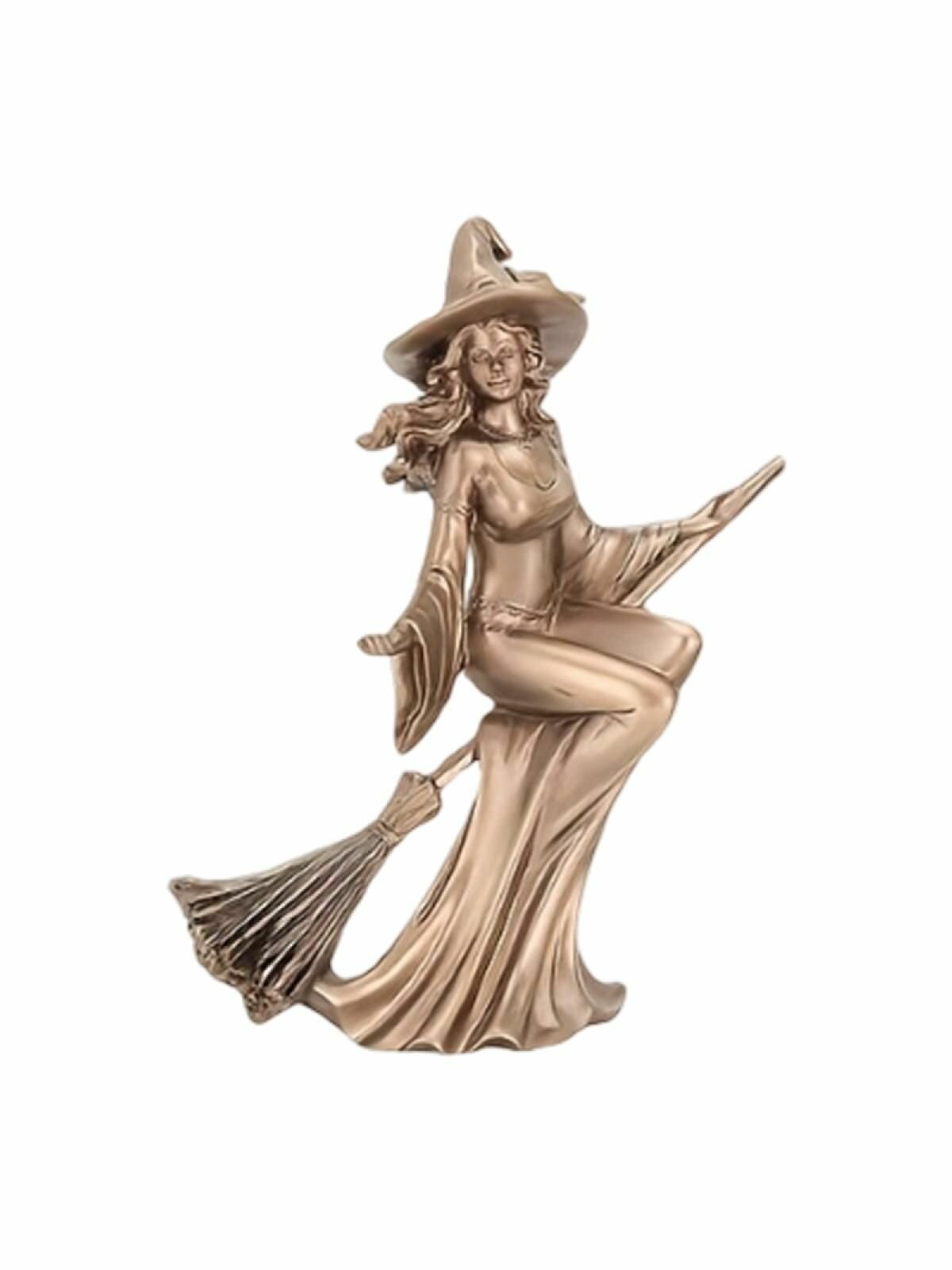 Статуэтка, Статуя Готической Ведьмы-Украшение В виде Ведьминой Метлы Из Смолы С Луной и Пятиконечной Звездой-L-коричневый
