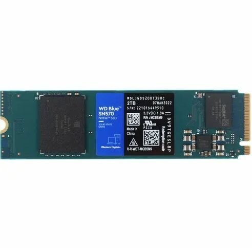 2 ТБ SSD M.2 накопитель Western Digital Blue SN570 WDS200T3B0C(WDS200T3B0C) - PCI-E 3.0, чтение - 3500 Мб/с, запись - 3500 Мб/с, 3D TLC NAND