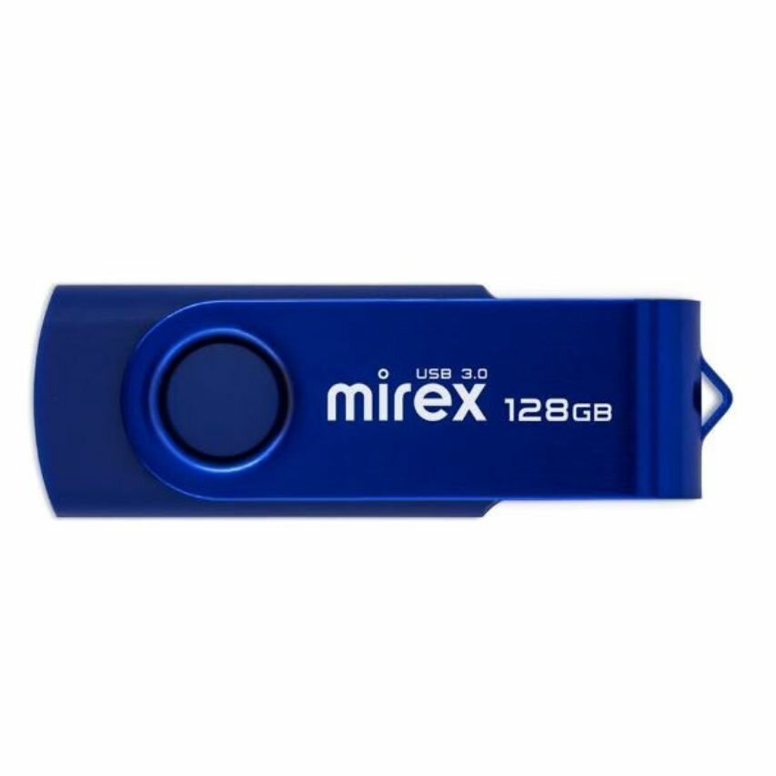 Память USB Flash 128 ГБ Mirex SWIVEL DEEP BLUE (13600-FM3BSL128) - USB 3.0, скорость чтения до 100 Мб/с, скорость записи до 60 Мб/с, Поворотный, Пластик