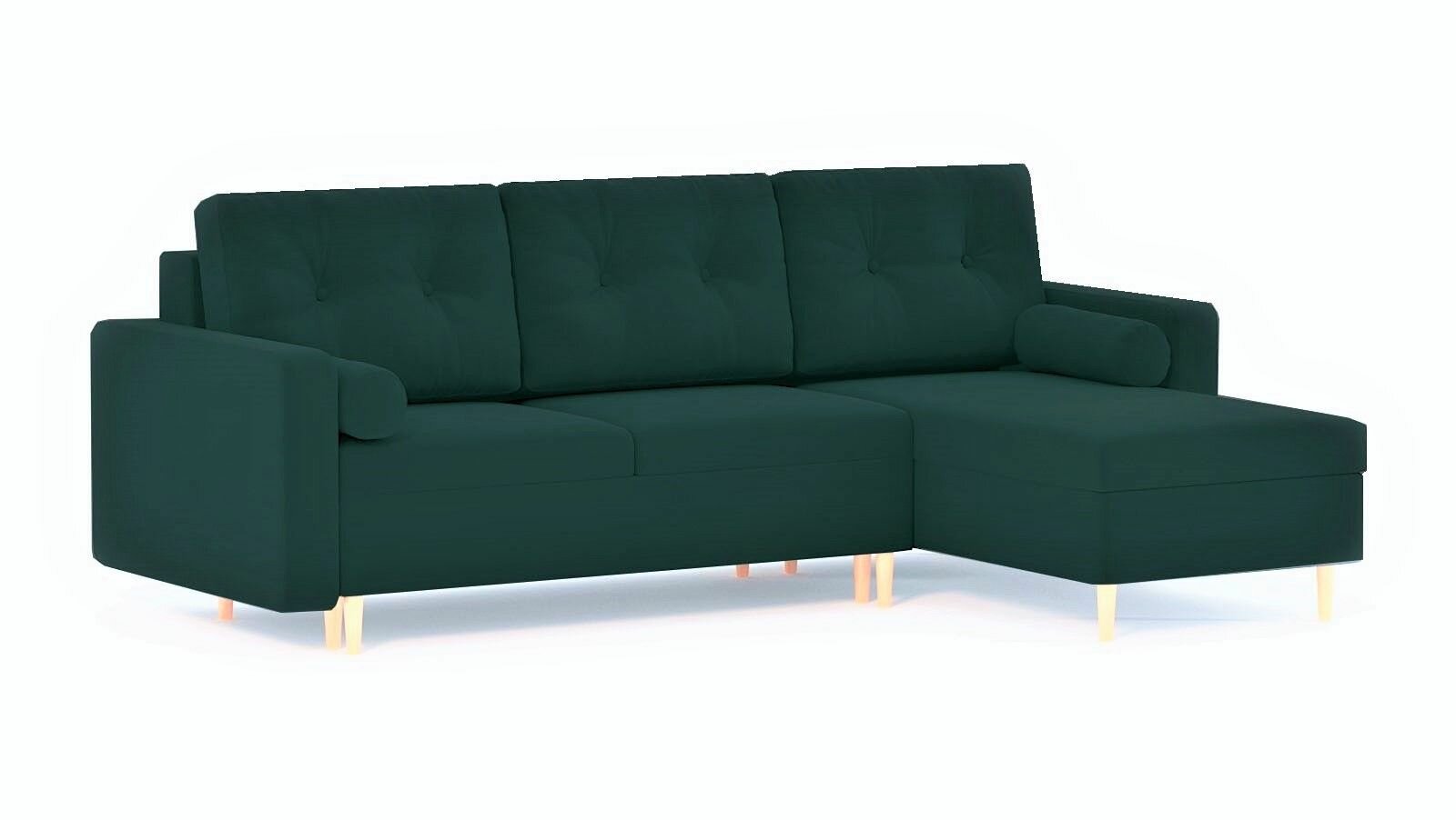 Угловой диван "Белфаст", пантограф, угол универсальный, велюр Зара Изумруд