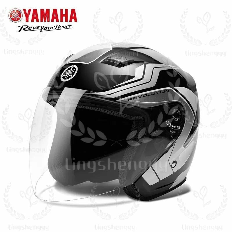 Мотоциклетный шлем YAMAHA, съемная подкладка, подходит для всех сезонов, черный и белый, M