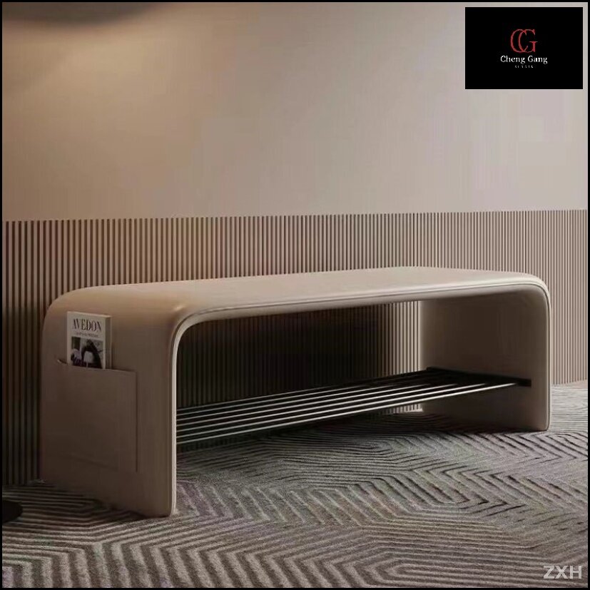 Эксклюзивный табурет Kalamper 80x35x42 см из белого кожзама для комфортной смены обуви