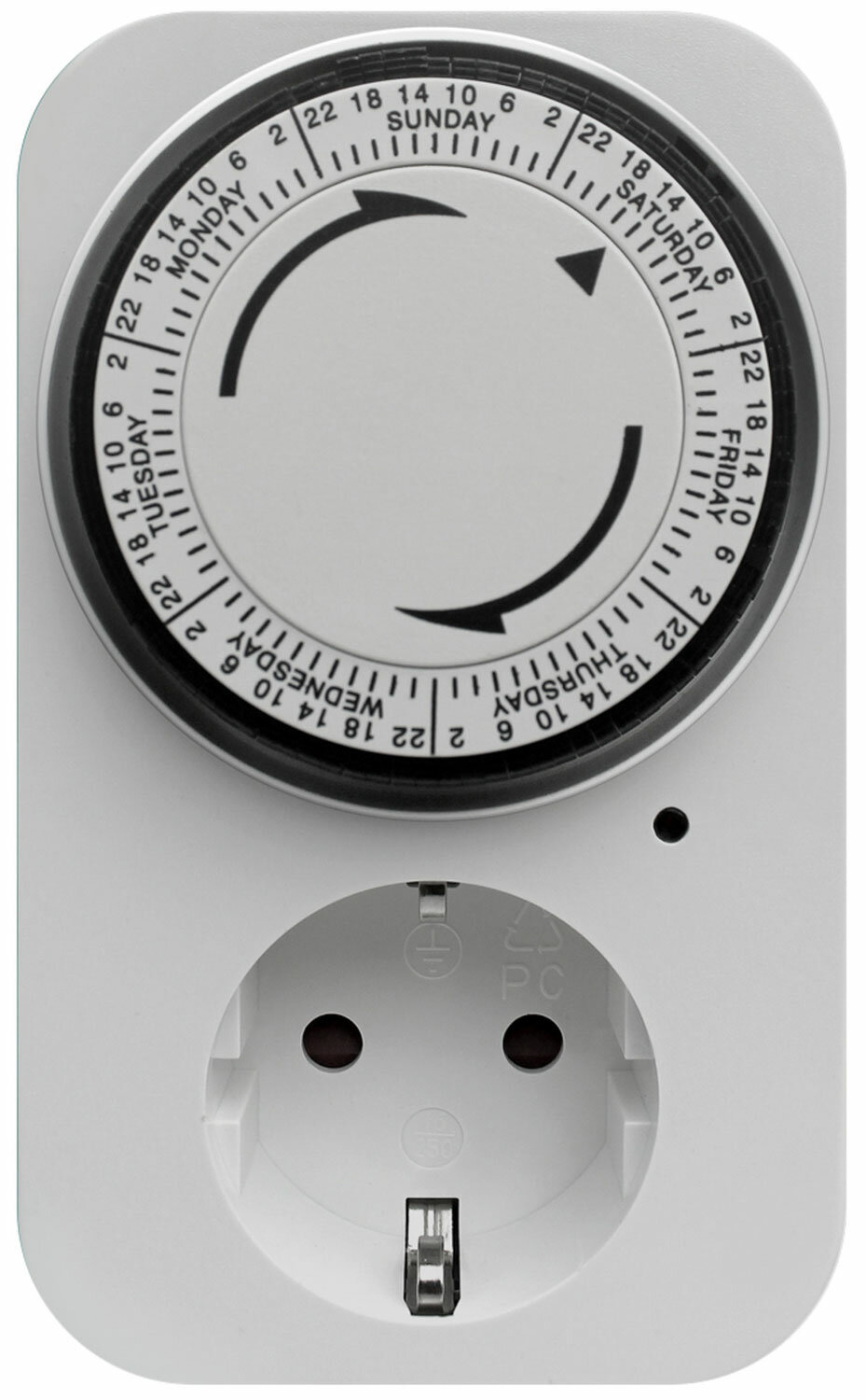 Таймер REV механический, Премиум, недельный, интервал включения 120 мин, 12 вкл/выкл в сутки, 3680 Вт, IP20, белый