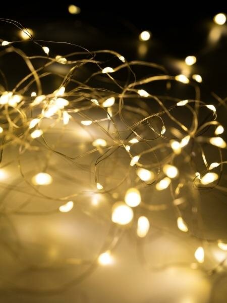 SHLights 100 тепло белых LED, 10м, 8 режимов, пульт ДУ, 3xAA, IP44