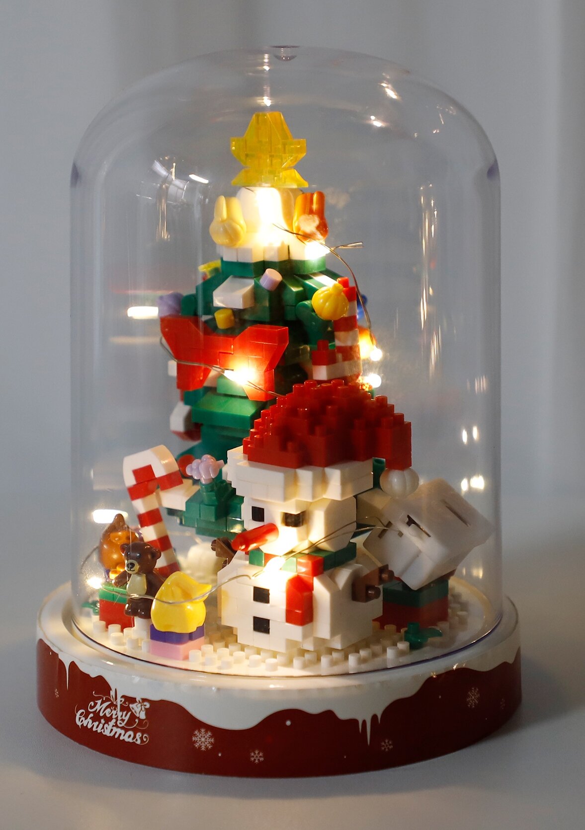 Конструктор 3D Balody Новогодний Снеговик в колбе, с LED подсветкой, миниблоки, 120 деталей - BA21142