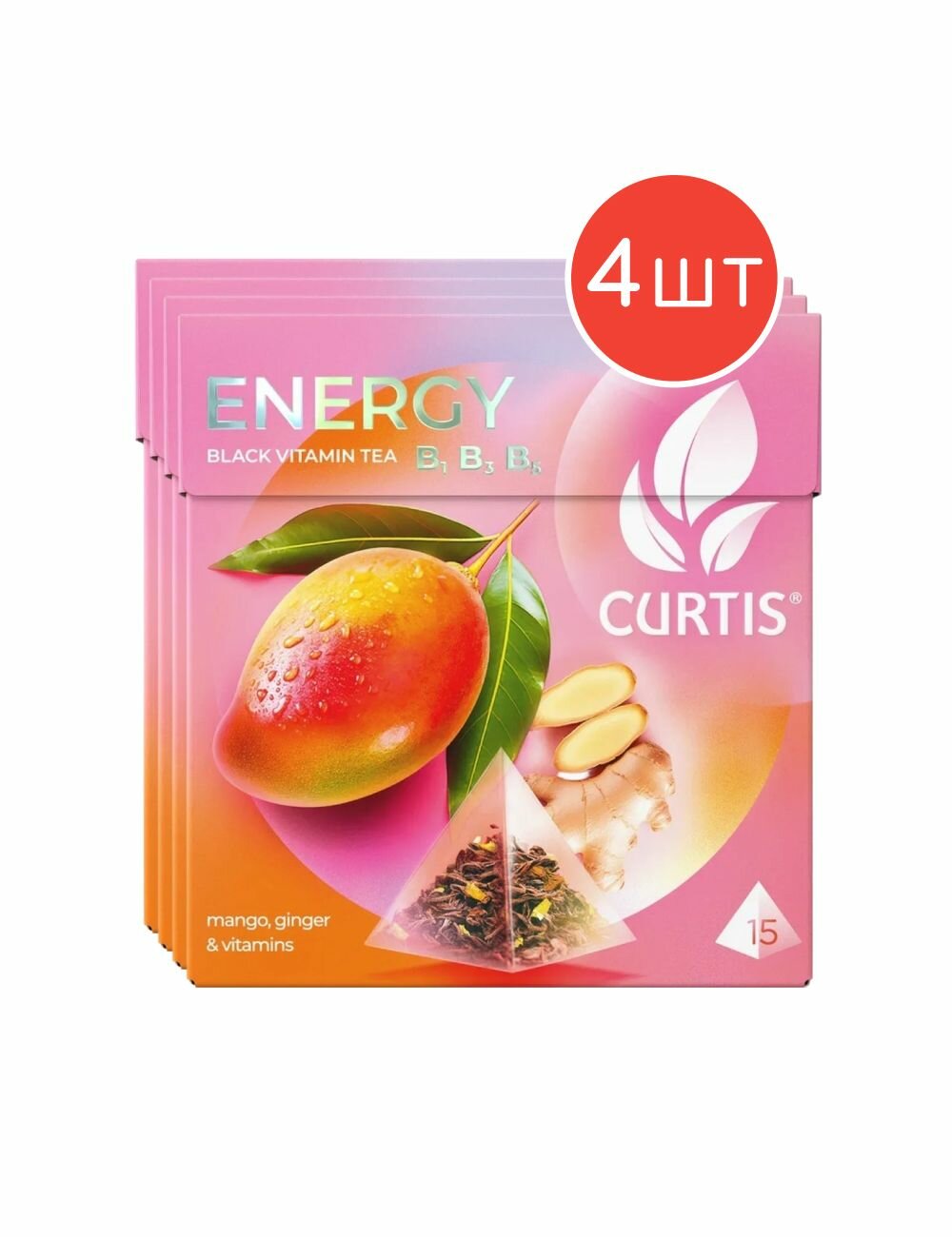 Чай черный Curtis Energy 15 пирамидок 26г 4шт